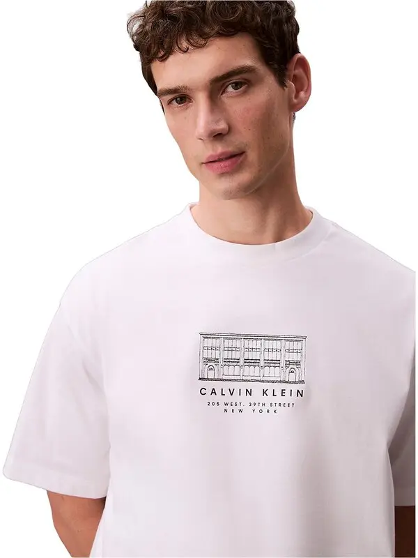 Calvin Klein New York Office Logo Graphic Relaxed T-shirt - Bright White