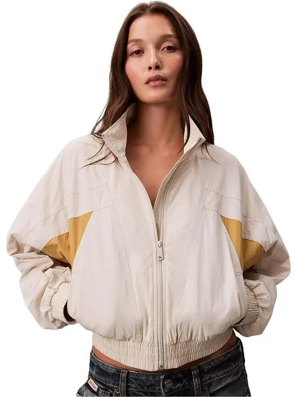 Calvin Klein Colorblock Cropped Jacket - Chalk / Antelope
