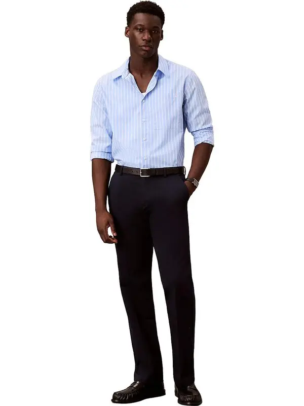 Calvin Klein Cotton Stretch Straight Trousers - Dark Sapphire
