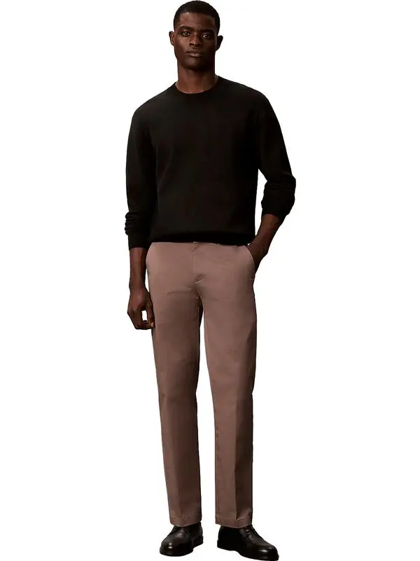 Calvin Klein Cotton Stretch Straight Trousers - Falcon