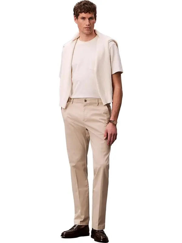 Calvin Klein Cotton Stretch Straight Trousers - Island Fossil