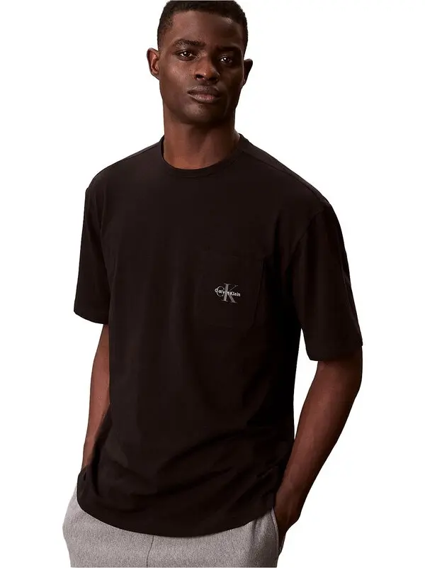 Calvin Klein Icon Cotton Stretch Monologo Sleep Tee - Black