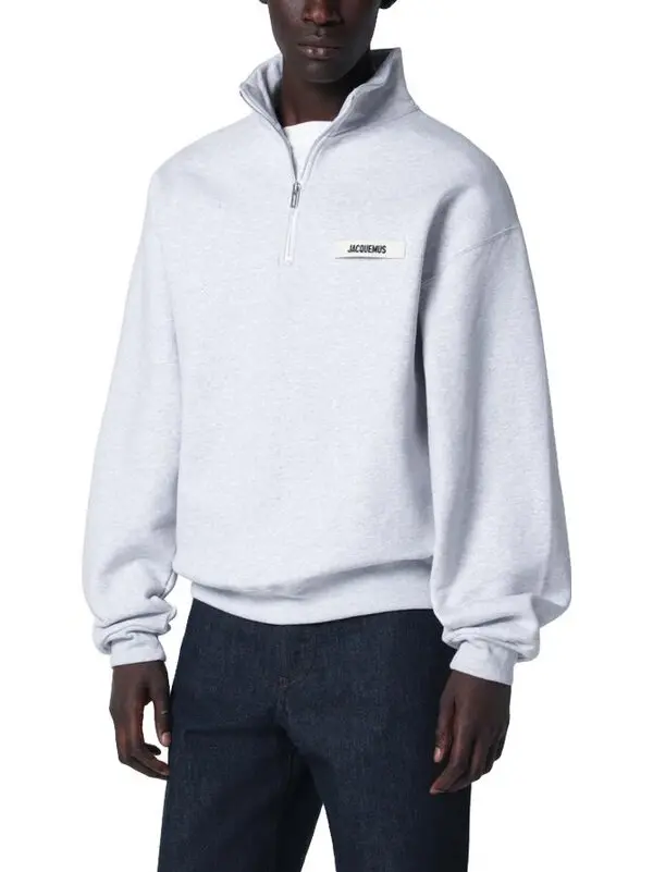 Jacquemus Relaxed Fit Sweatshirt With Gros Grain Logo - Grey