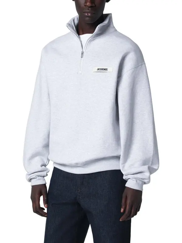 Jacquemus Relaxed Fit Sweatshirt With Gros Grain Logo - Grey