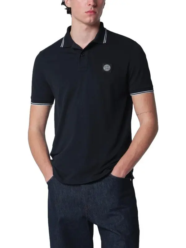 Stone Island Polo Shirt With Compass Patch - Blue