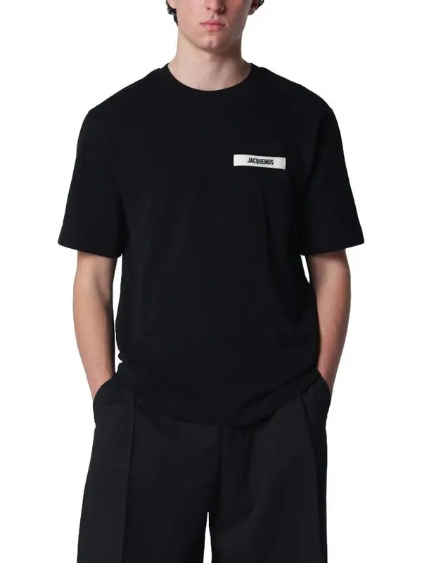 Jacquemus T-shirt With Gros Grain Logo - Black