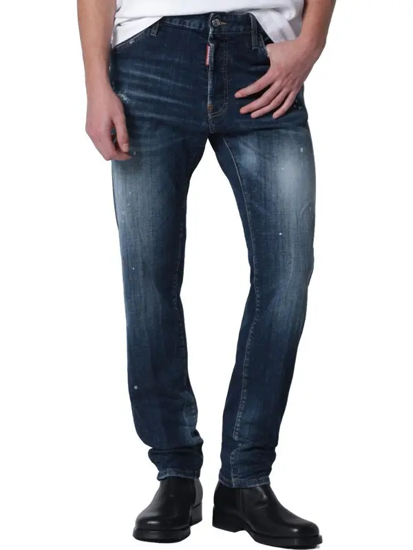 Dsquared2 Washed Stretch Cotton Denim Jeans - Blue