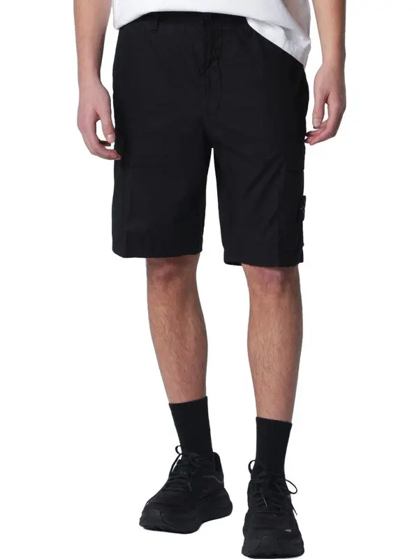 Stone Island Cotton Canvas Cargo Bermuda Shorts - Black