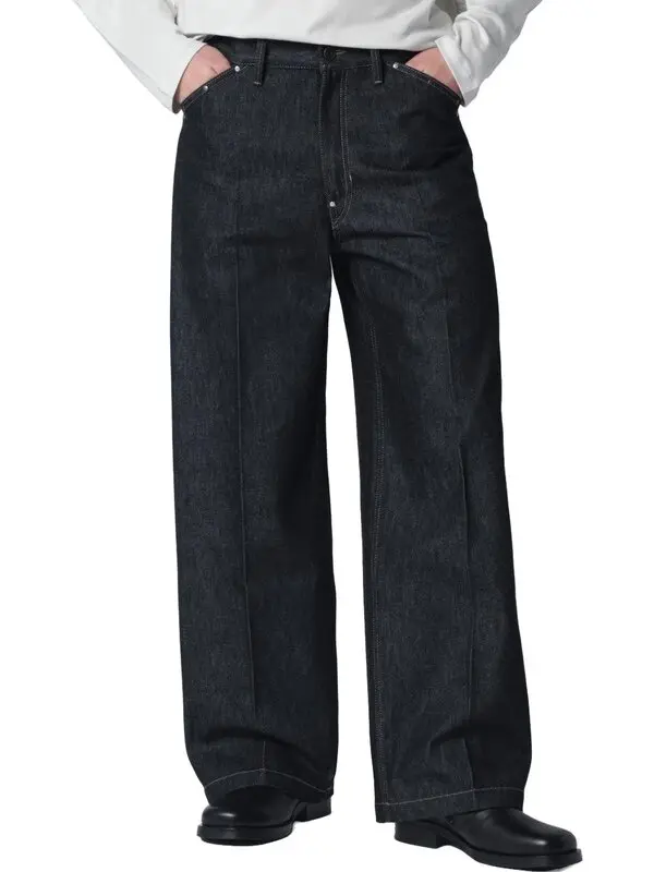 LEMAIRE Cotton Denim Jeans With Studs - Blue