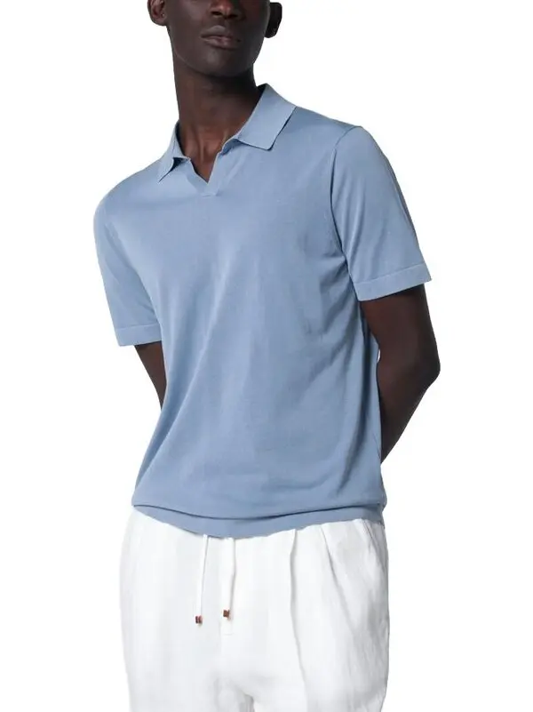 DRUMOHR Cotton Knit Polo - Light Blue