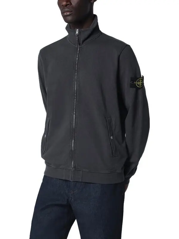 Stone Island Zip-up Cotton Fleece Track Jacket - Grey