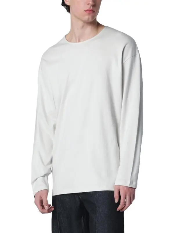 LEMAIRE Chalk-colored Cotton And Silk Interlock T-shirt - White
