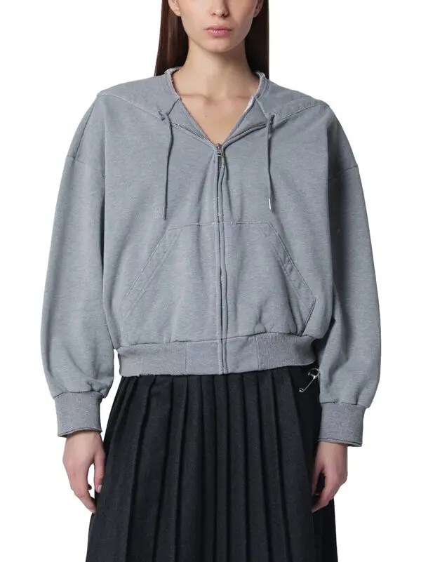 MAISON MARGIELA Cotton Zip-up Sweatshirt With Drawstring - Grey