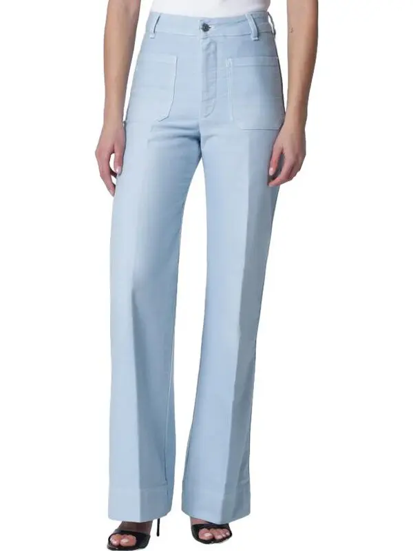 Victoria Beckham Cotton Alina Trousers - Light Blue