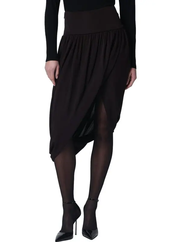 Alaïa Fluid Jersey Midi Skirt - Brown