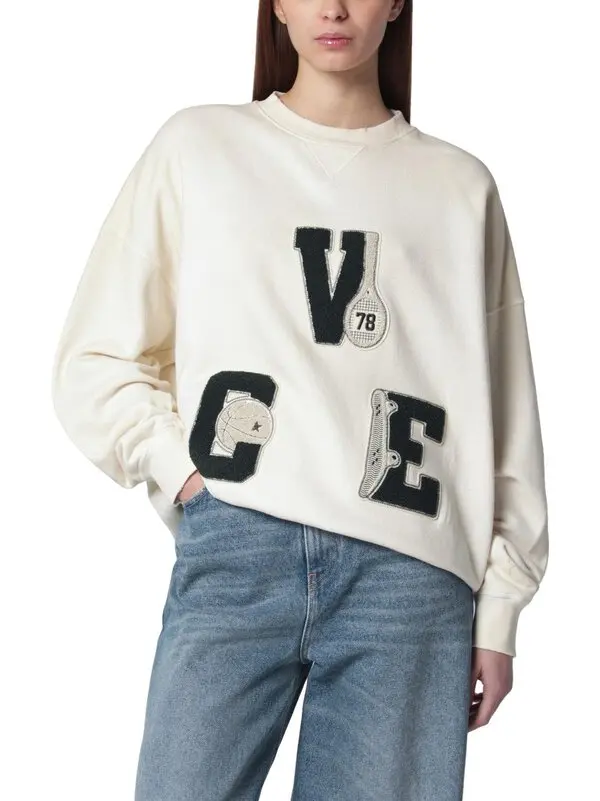 GOLDEN GOOSE Crewneck Sweatshirt With Patches - White
