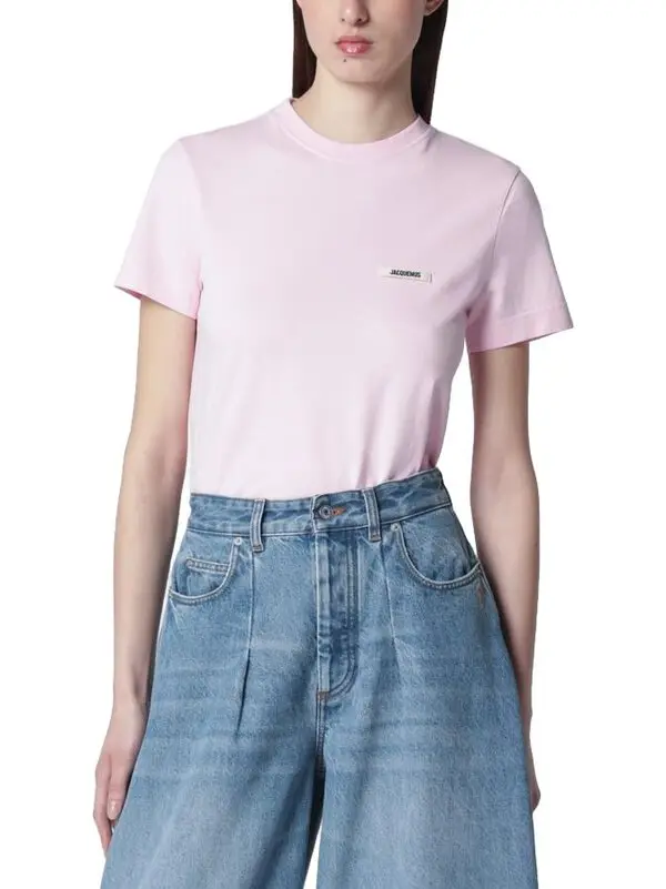 Jacquemus Cotton T-shirt With Logo - Pink