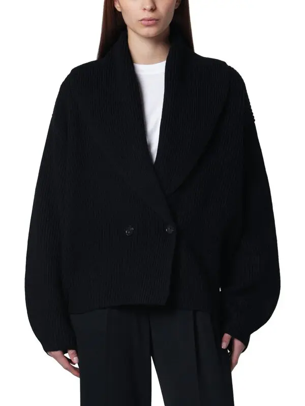 TOTEME Wool Cardigan With Shawl Collar - Black