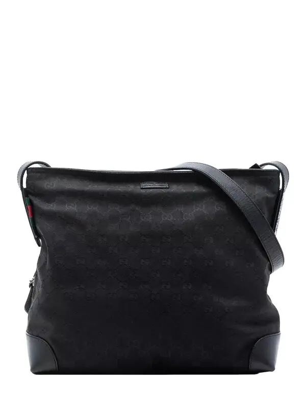 Gucci Gg Canvas Web Crossbody Bag - Black