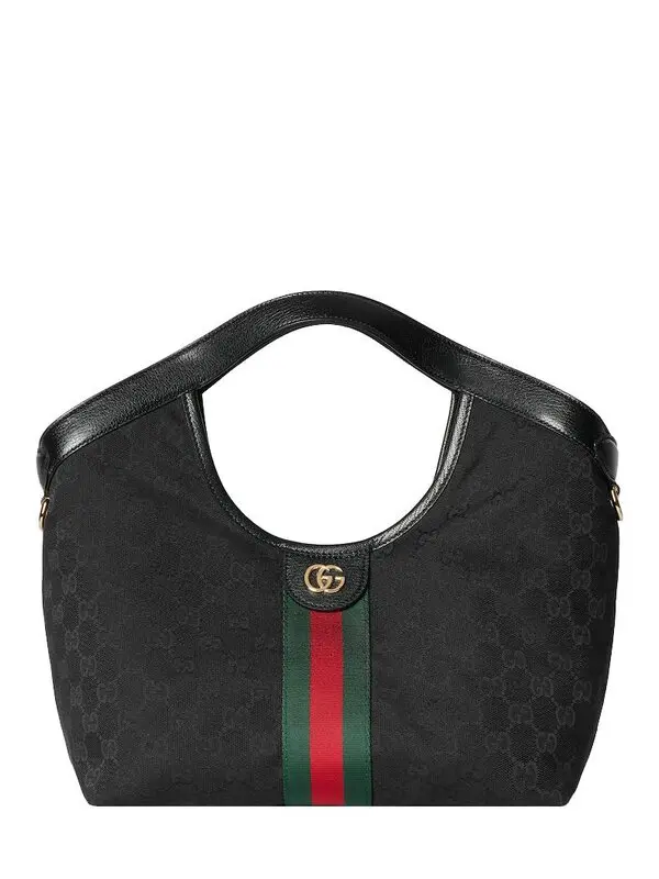 Gucci Giglio Small Tote Bag In Gg Canvas - Black
