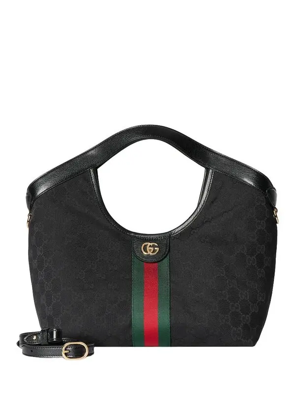 Gucci Giglio Small Tote Bag In Gg Canvas - Black