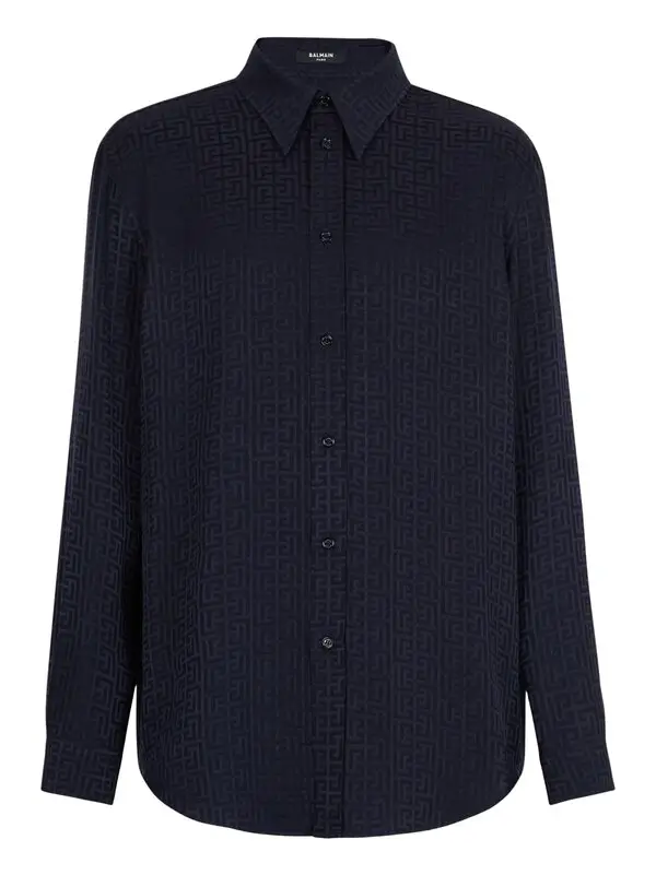 Balmain Monogram Jacquard Shirt - Navy