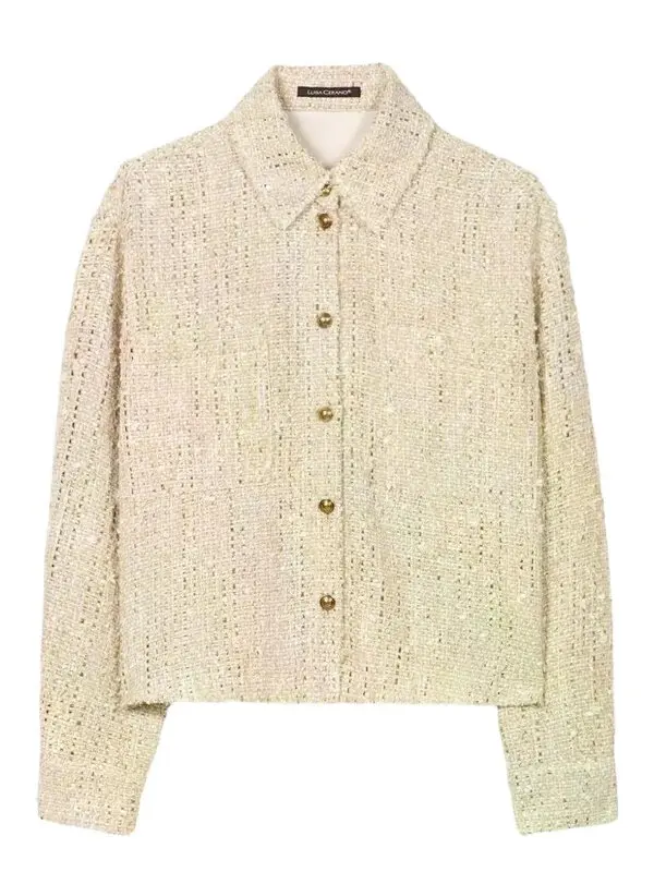 LUISA CERANO Buttoned Tweed Overshirt - Neutrals