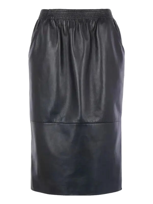 Chloé Elasticated Leather Midi Skirt - Black