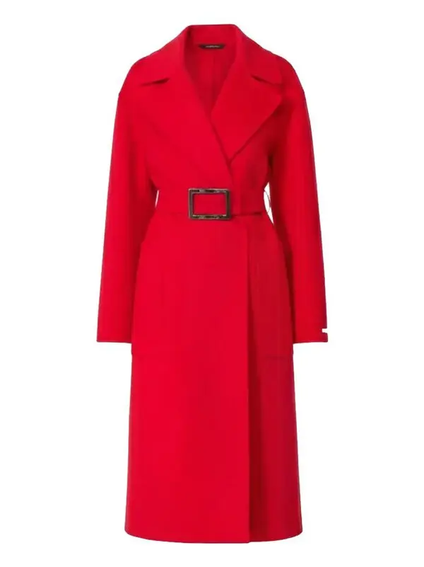 Sportmax Belted Lapel Collar Wrap Coat - Red