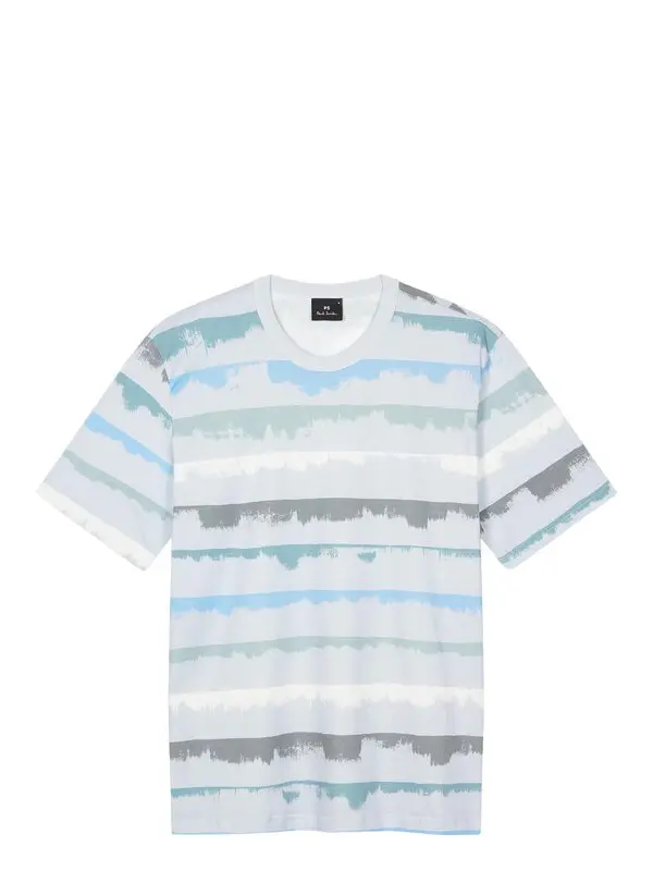 Paul Smith Grey 'drip Stripe' Cotton T-shirt - Blue