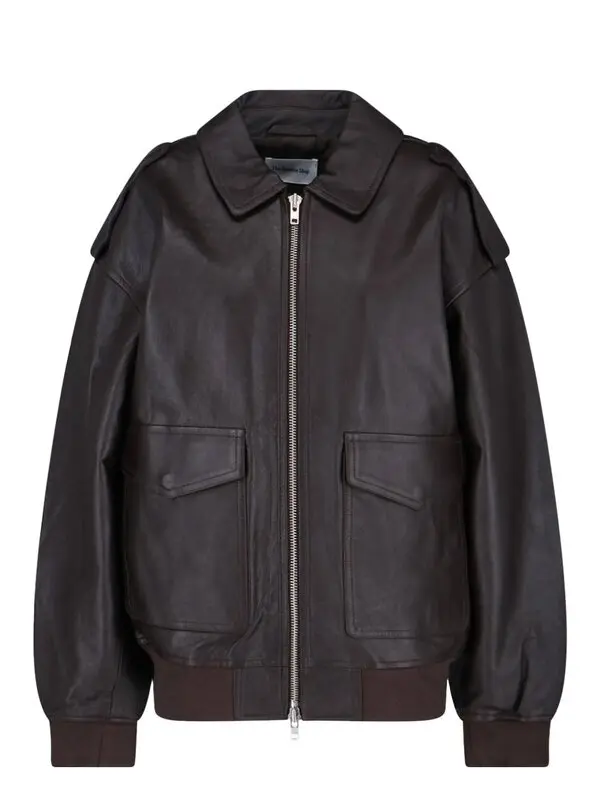 THE FRANKIE SHOP Viper Leather Jacket - Brown