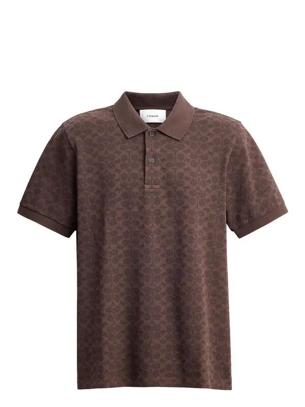 COACH Signature Polo In Organic Cotton - Brown Signature