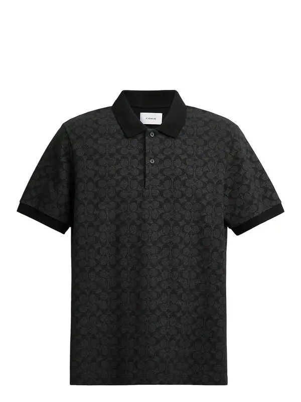 COACH® Signature Polo In Organic Cotton - Charcoal Signature