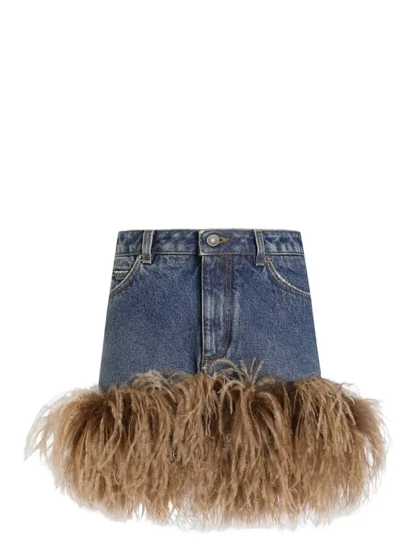 Dolce & Gabbana Denim Mini Skirt With Fringes - Multicolor