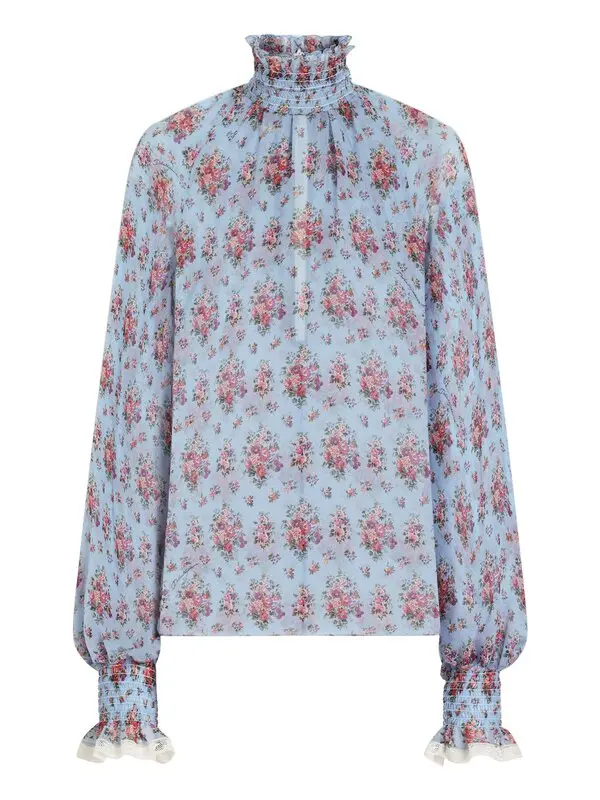 Dolce & Gabbana Floral Bouquet-print Chiffon Top - Multicolor