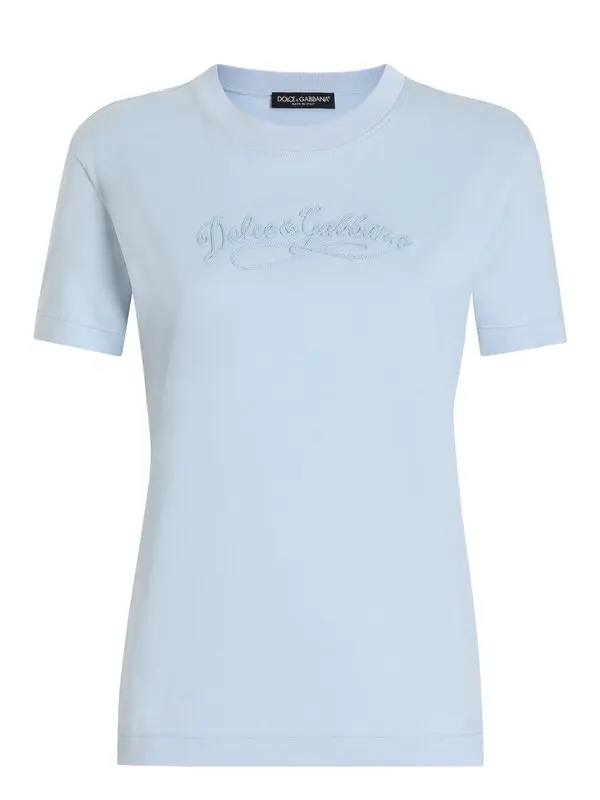 Dolce & Gabbana Jersey T-shirt With Embroidery - Azure