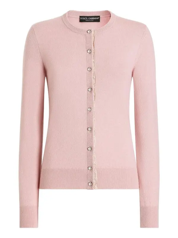 Dolce & Gabbana Cashmere Cardigan With Jewel Buttons - Pink