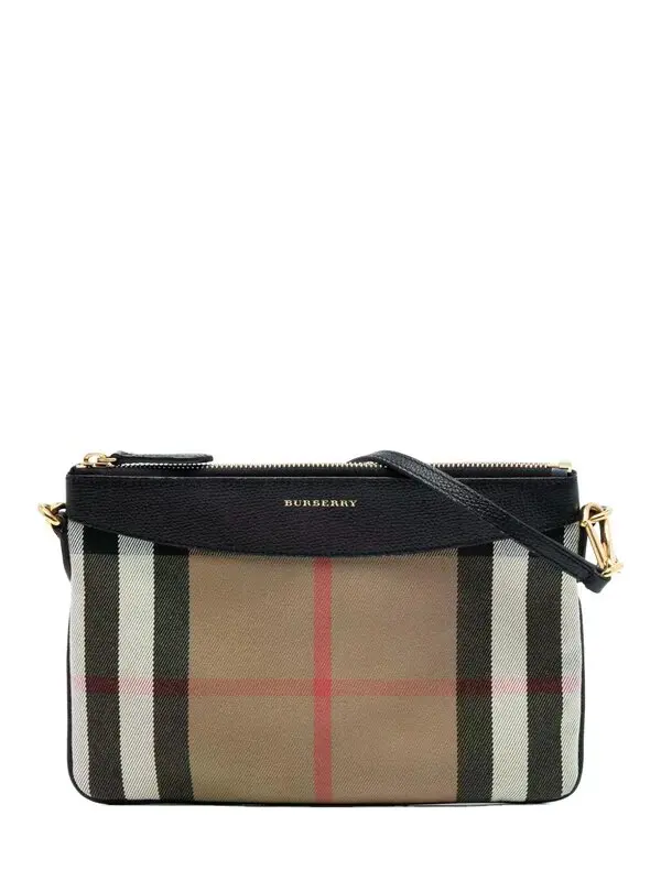 Burberry Mega Check Canvas Peyton Crossbody Bag - Brown