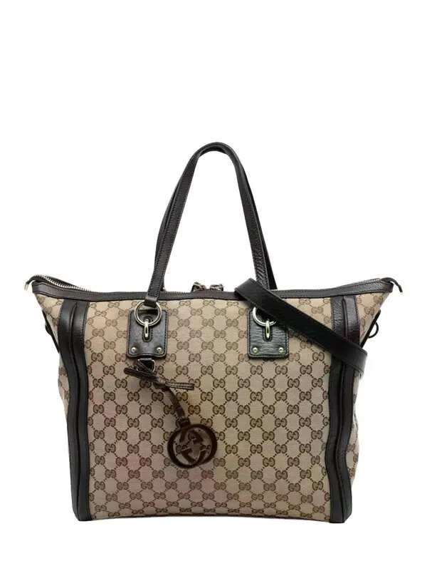 Gucci Gg Canvas Charm Satchel - Brown