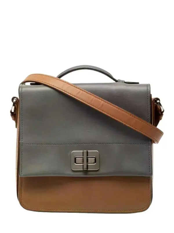 Prada Bicolor City Calf Satchel - Brown