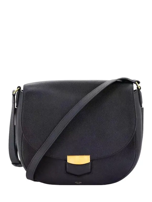 Celine Trotteur Calfskin Medium Crossbody Bag - Black