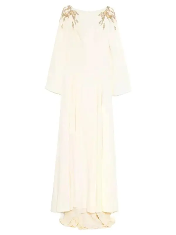 SAIID KOBEISY Embellished Crepe Kaftan - Neutrals