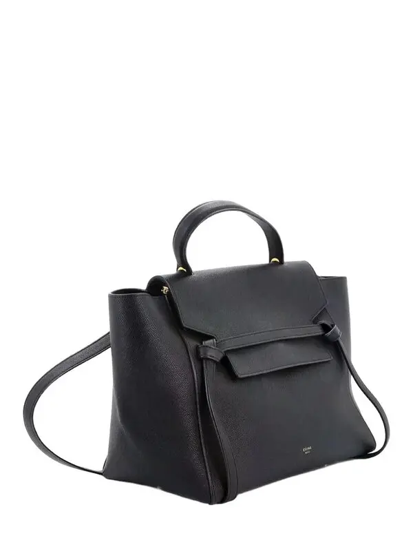 Celine Belt Bag Textured Leather Mini Shoulder Bag - Black