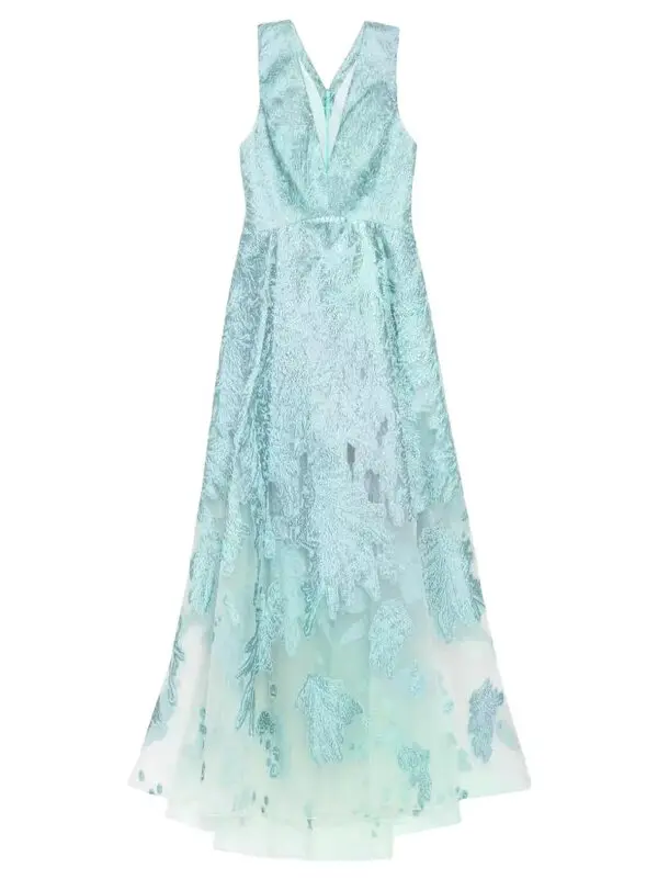SAIID KOBEISY Brocade V-neck Dress - Blue