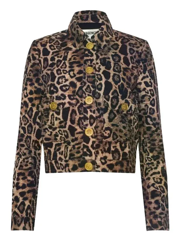 L'Agence Animal-print Jacket With Gold-tone Buttons - Brown