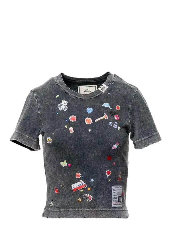 Mihara Yasuhiro Sticker-print T-shirt - Grey