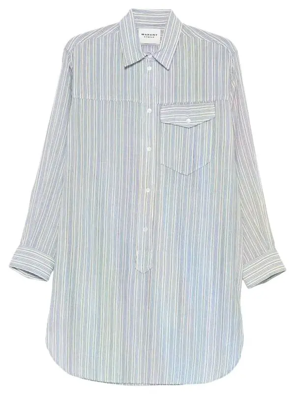 MARANT ETOILE Loriane Striped Shirt Dress - Blue