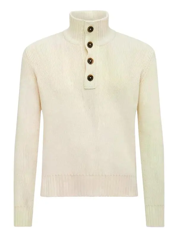 TOM FORD Button Detailed High-neck Sweater - Neutrals