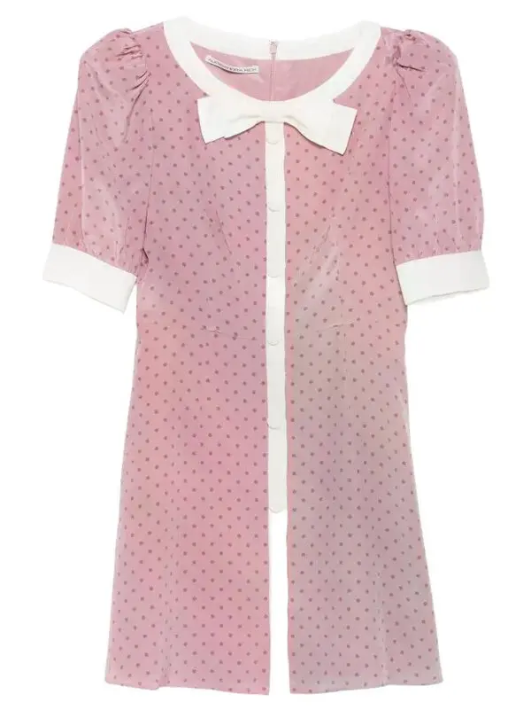 Alessandra Rich Polka-dot Mini Dress With Bow - Pink