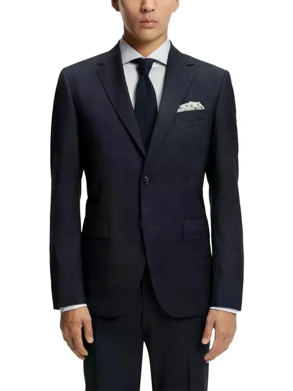 BOSS Two-piece Regular-fit Suit In Checked Virgin Wool - Blue